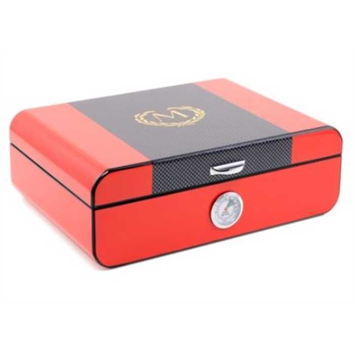 MYON HUMIDOR 25 CIGARS RED WITH CARBON DESIGN | Waterpijp Direct